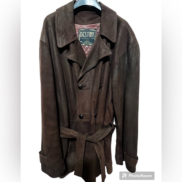 Destiny | Jackets & Coats | Vtg 9s Destiny Mens Brown Leather Belted ...